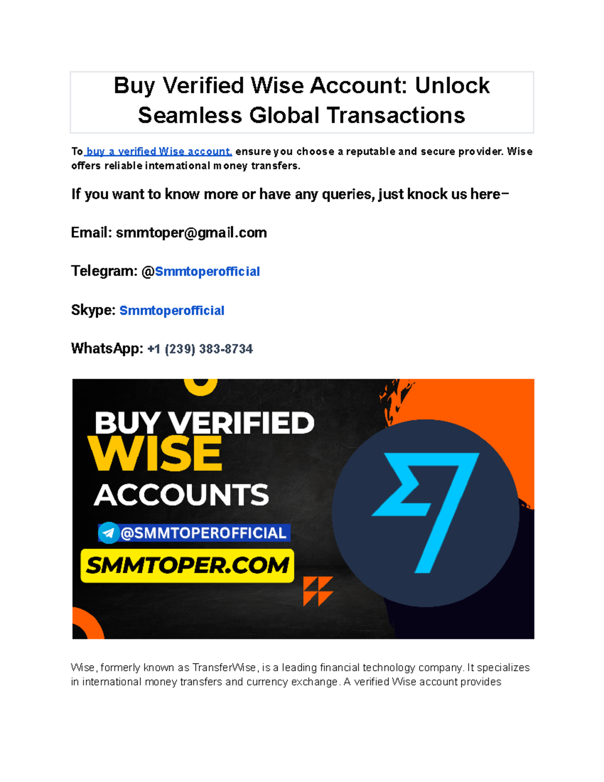 Buy verified Wise account - Wise offers reliable international money ...