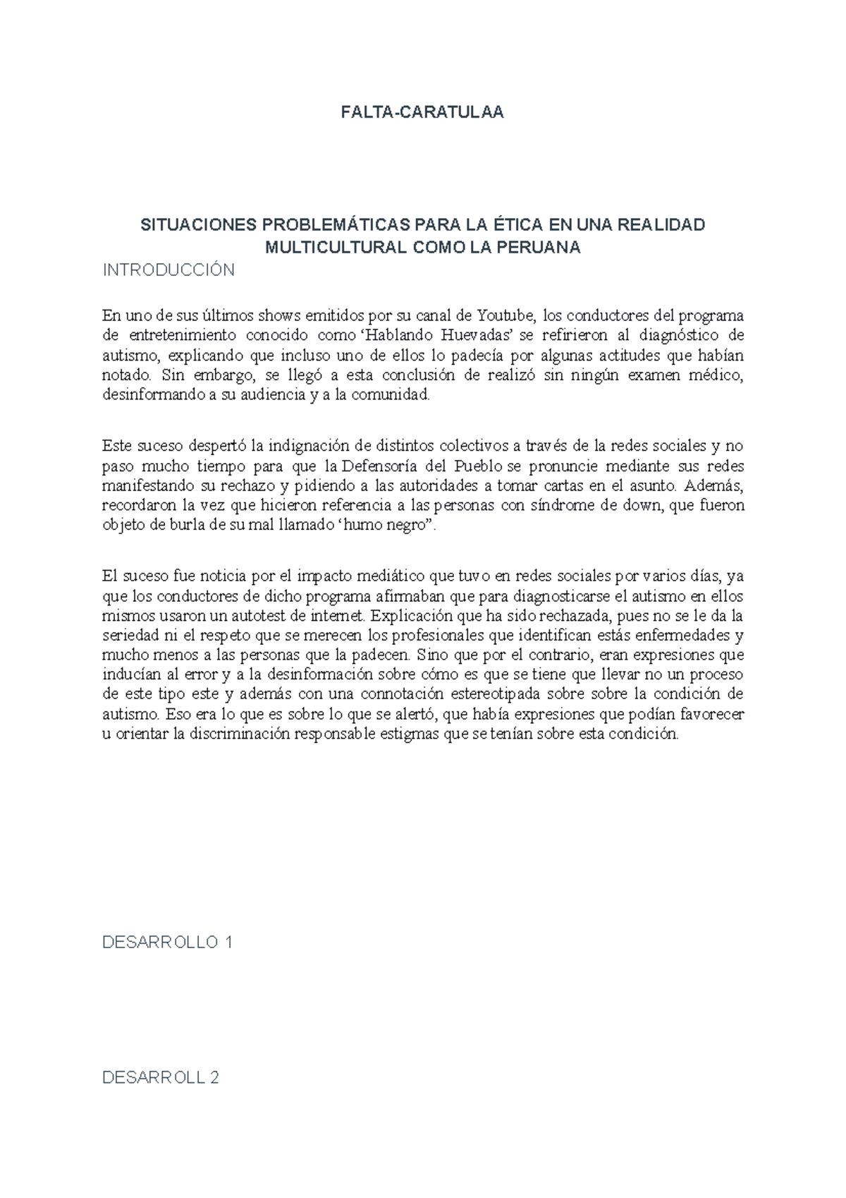 Ensayo sobre polemica hablando huevadas - FALTA-CARATULAA SITUACIONES ...