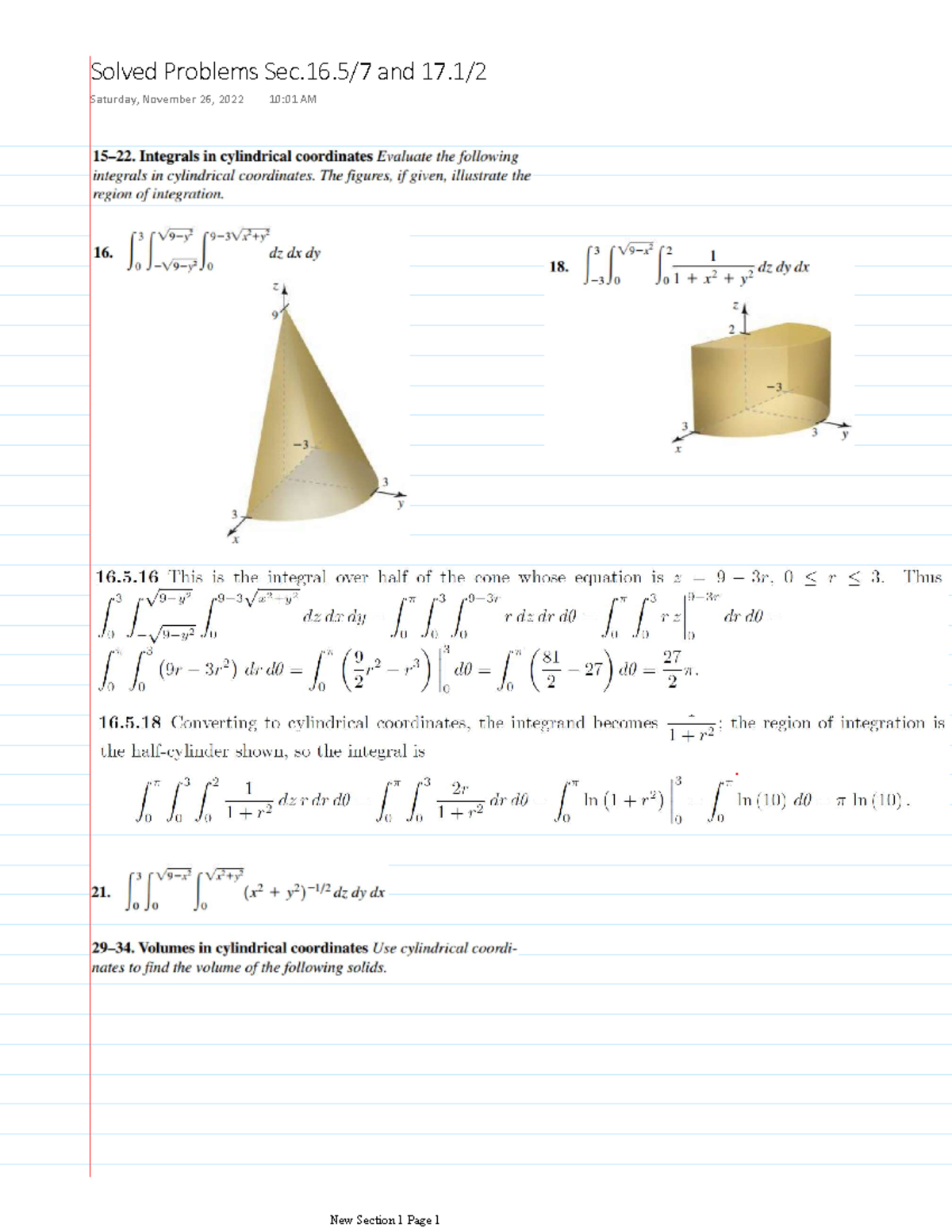 Solved Problems Ch16 - Practice questions and answers - Math 2910 - Solved Problems Sec.16/7 and ...