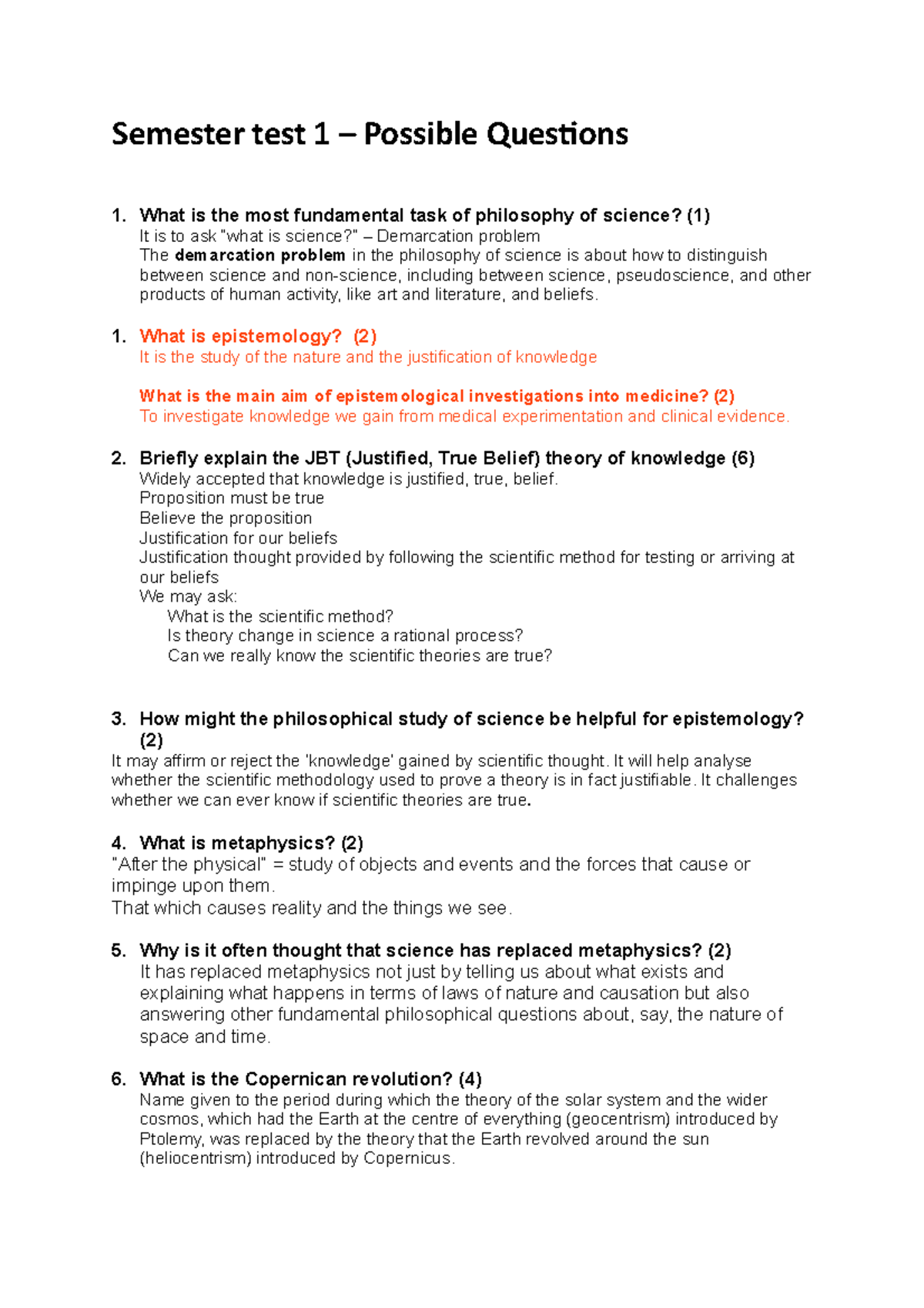 Semester test answers - Coursework preparation - Semester test 1 ...