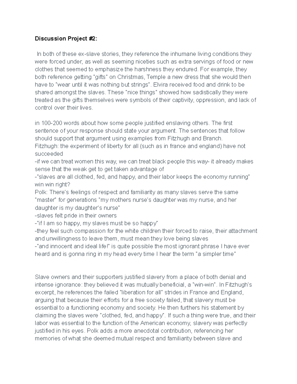 Hist discussion project 2 - Discussion Project #2: In both of these ex ...