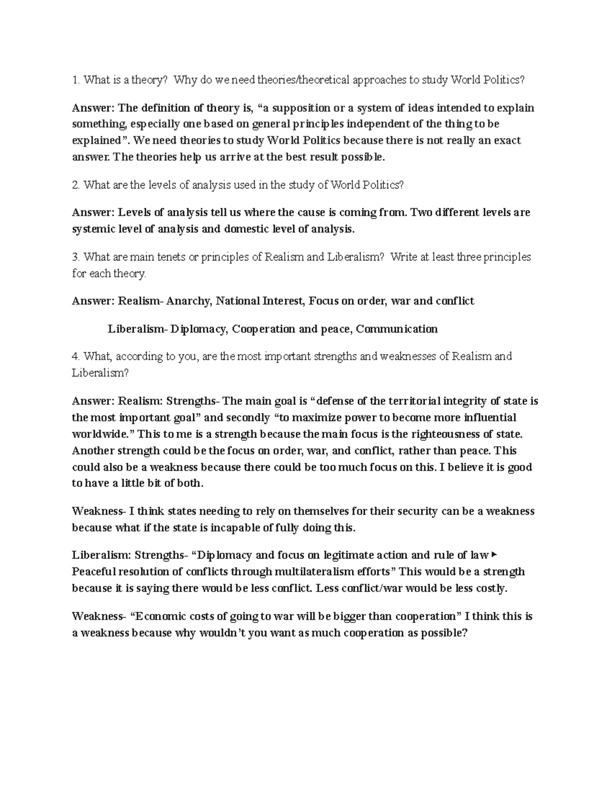 World Politics Assignment - What is a theory? Why do we need theories ...