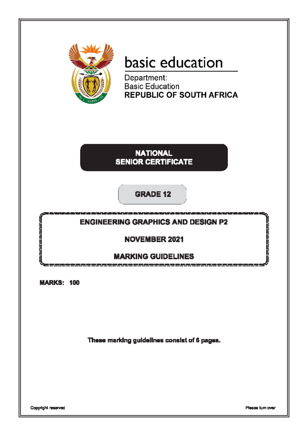 Engineering Graphics & Design P2 Nov 2021 MG Eng - Studocu