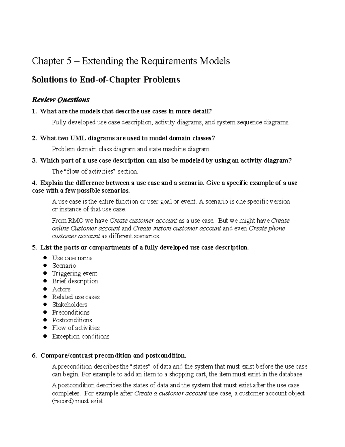 Solutions-Chap05 - System Analysis and Design - Chapter 5 – Extending the Requirements Models ...