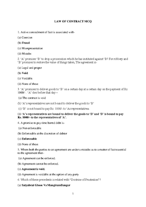 Notes LAW OF Contracts - LAW OF CONTRACTS by Avatar Singh CONTENTS ...
