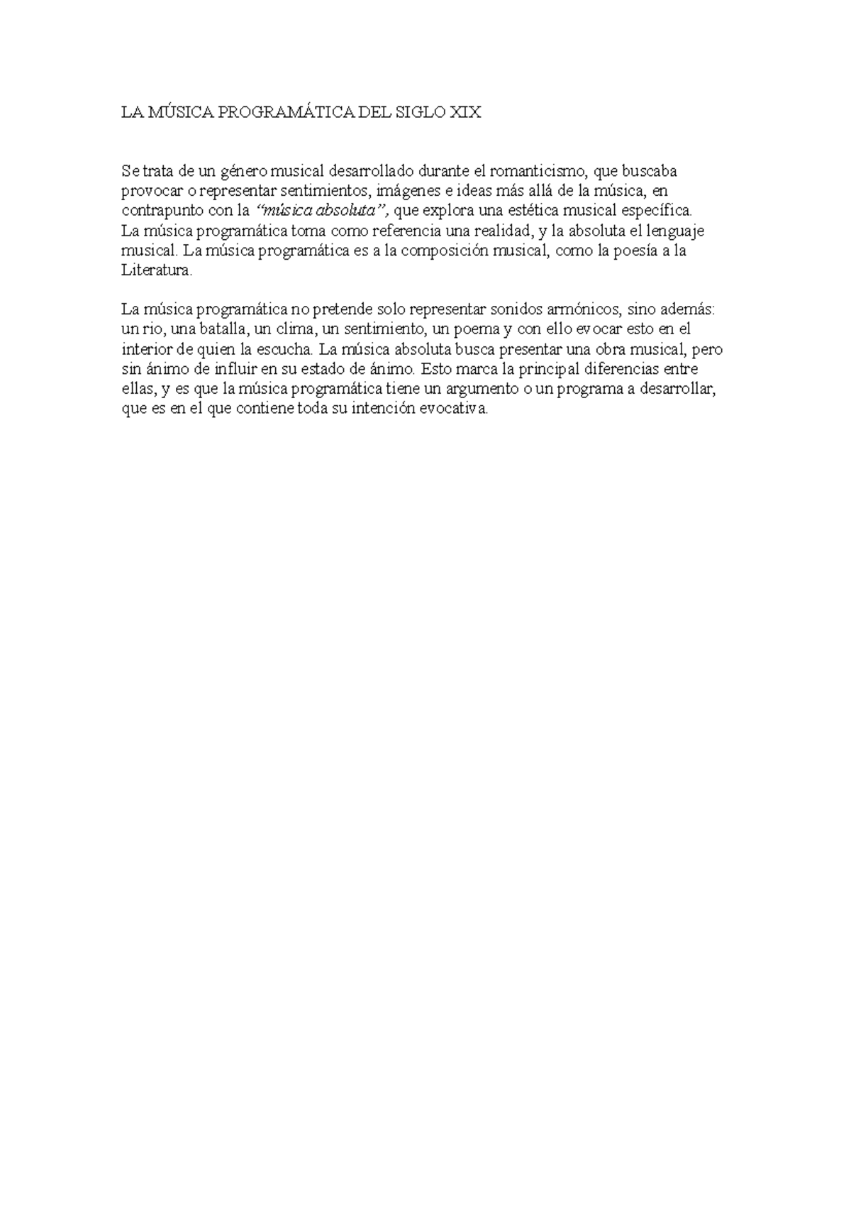 LA Música Programática DEL Siglo XIX - LA MÚSICA PROGRAMÁTICA DEL SIGLO ...