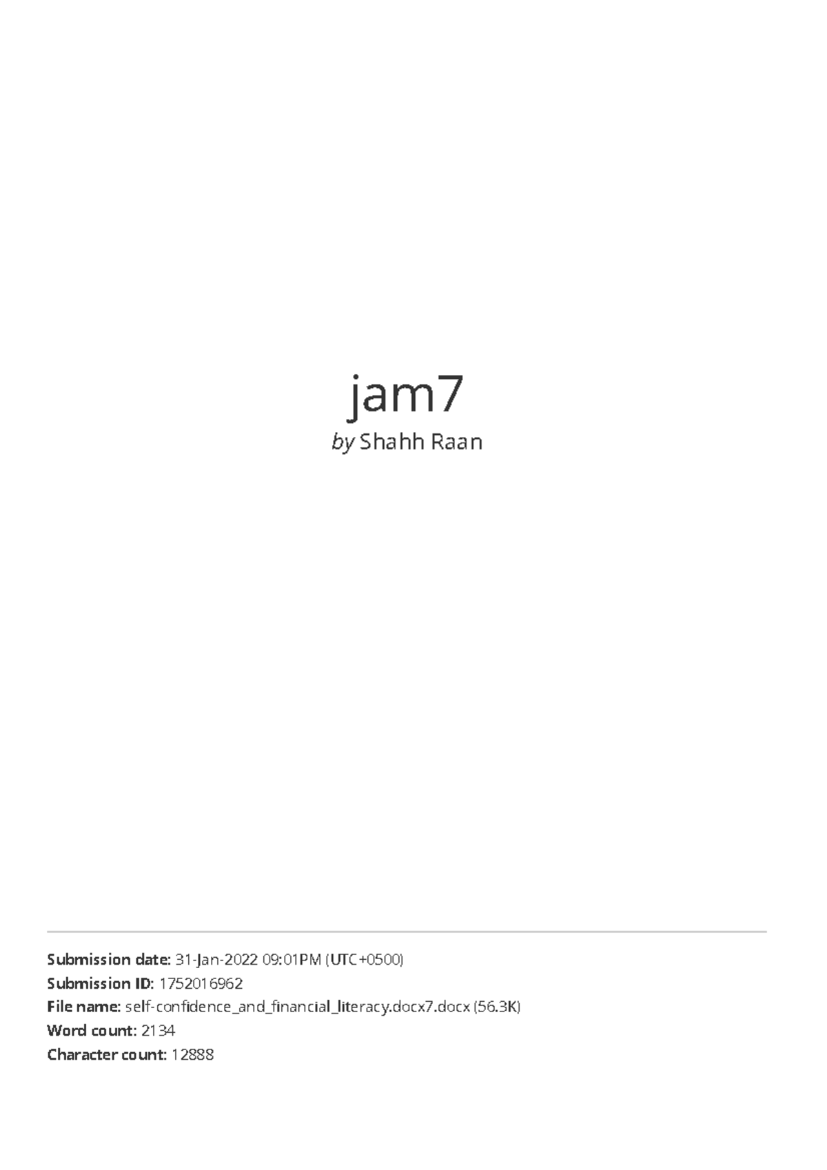 Jam notes for college - jam by Shahh Raan Submission date: 31-Jan-2022 ...