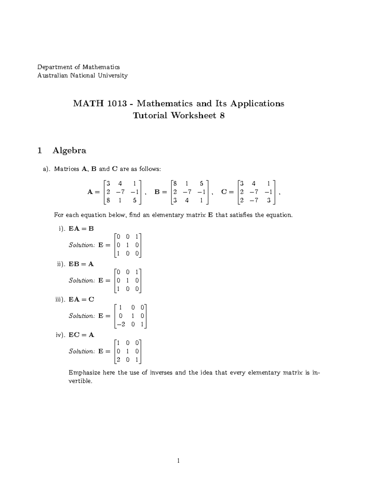 Tut 8-sol - sxwxwsx - Department of Mathematics Australian National ...