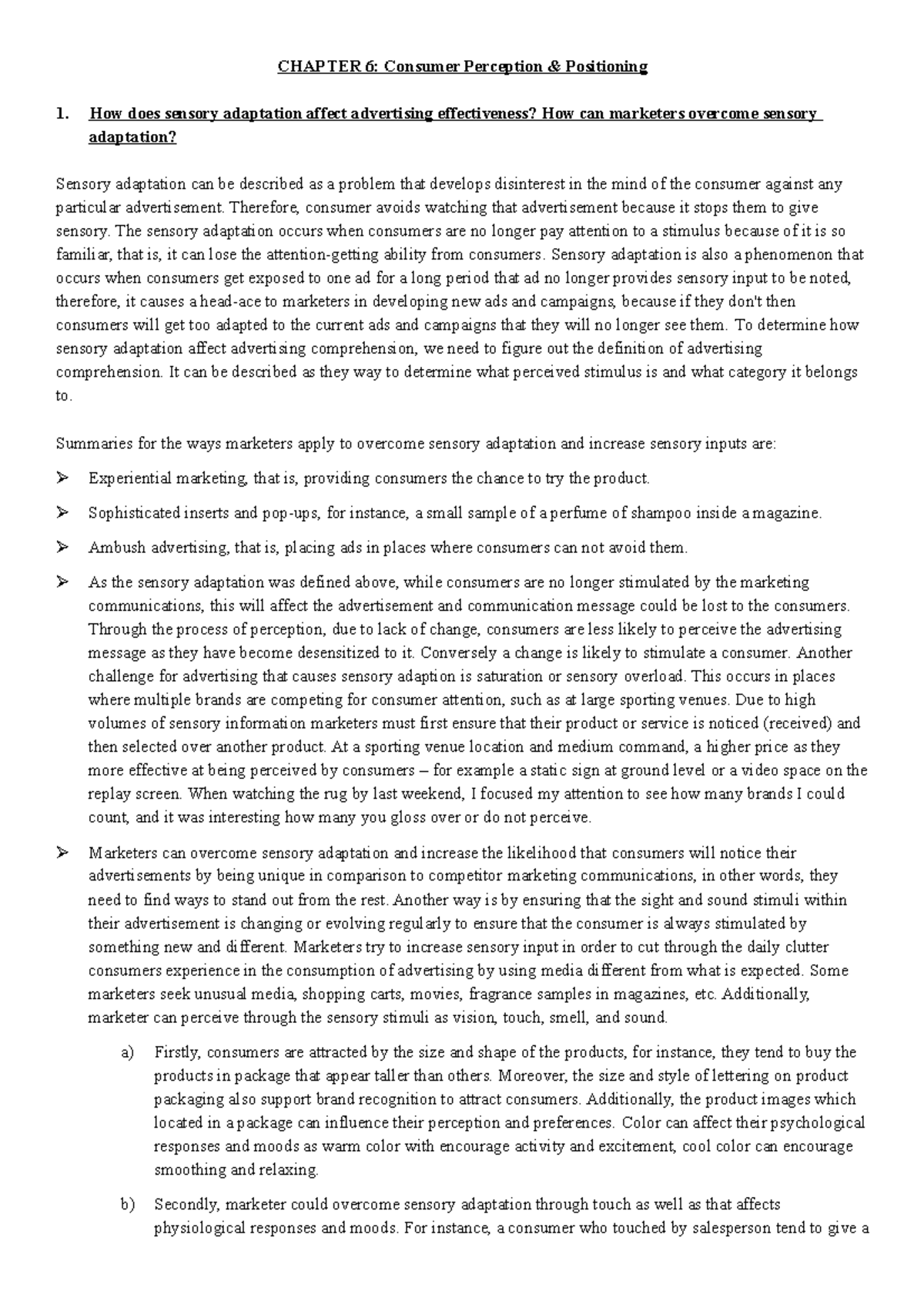 Consumer Behavior Chap6 Consumer Perception Positioning Chapter 6