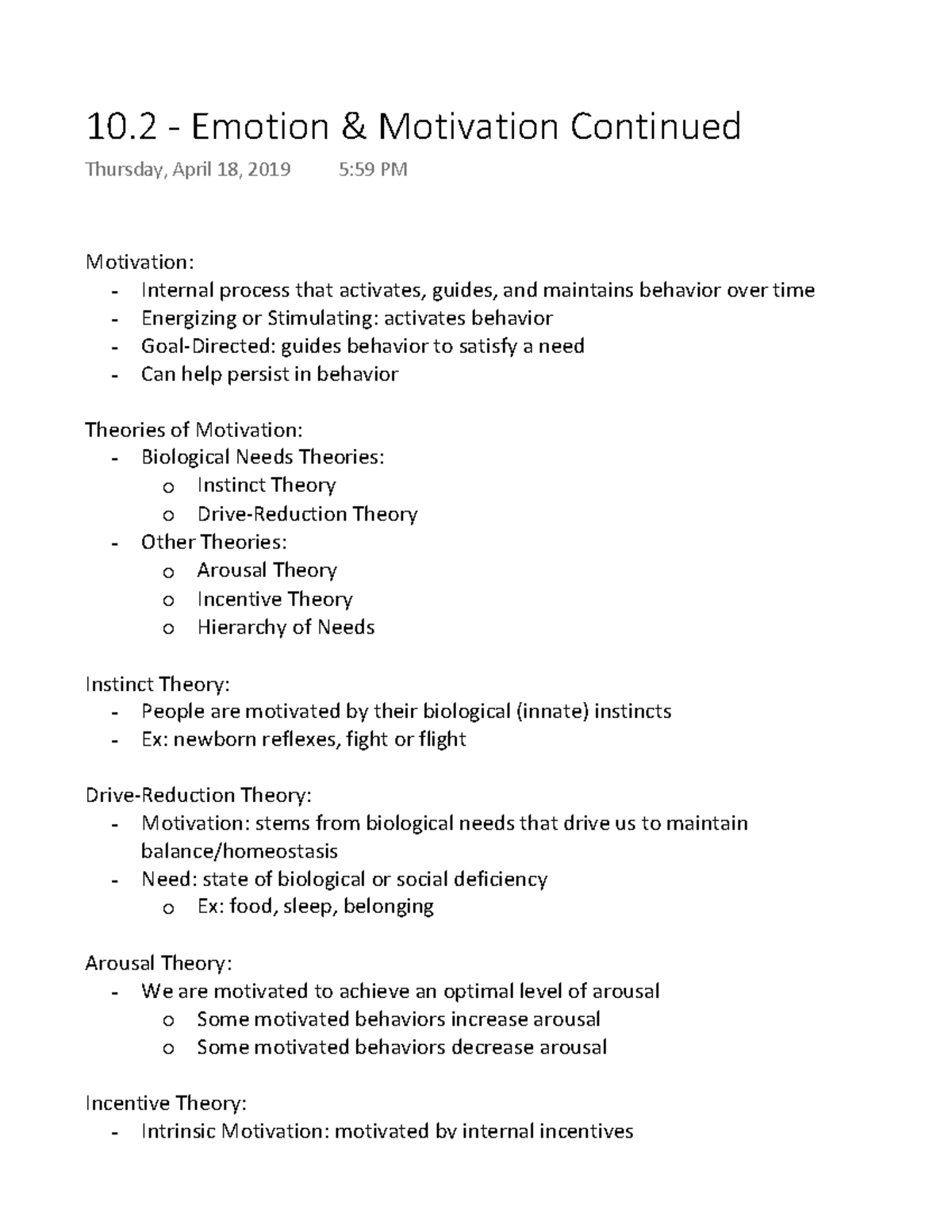 10.2 - Emotion & Motivation Continued - Warning: TT: undefined function ...