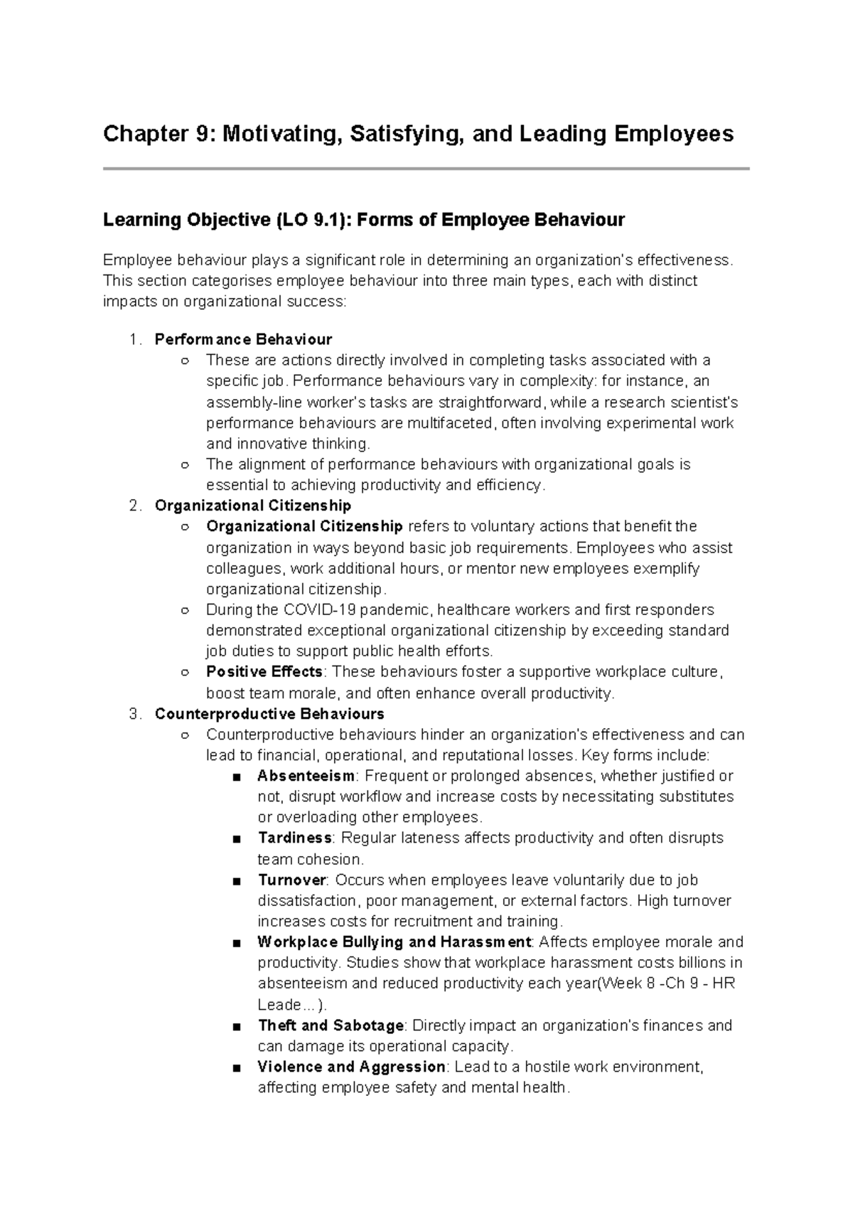 ADM 1100 Chapter 9 - 111 - Chapter 9: Motivating, Satisfying, and ...
