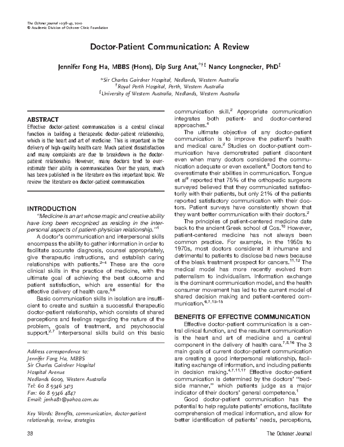 Doctor - Patient Communication - Doctor-Patient Communication: A Review ...