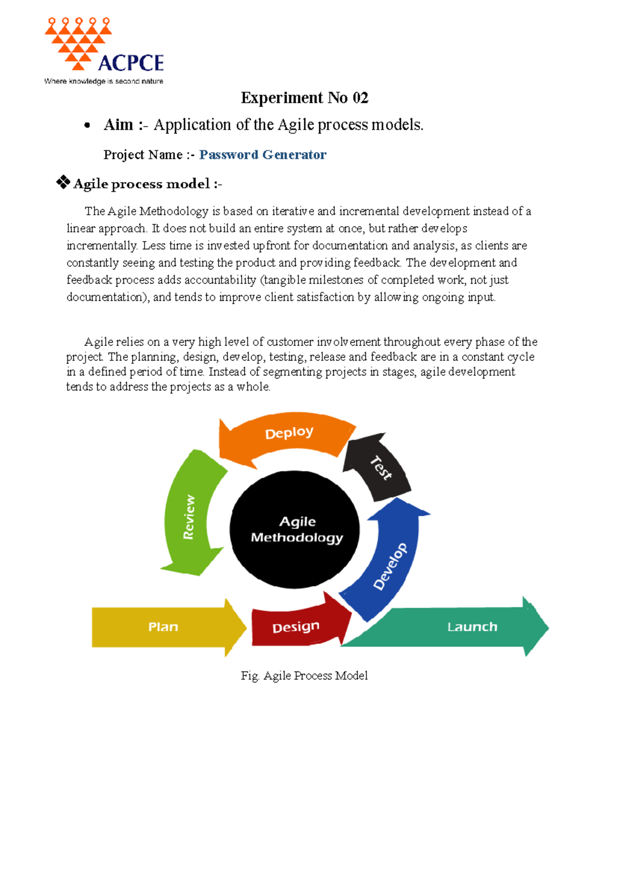 SE Experiment No 02 - Application of at least two traditional process ...