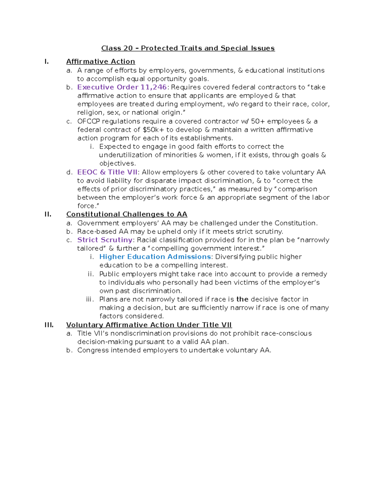 Class 20 – Protected Traits and Special Issues - Class 20 – Protected ...