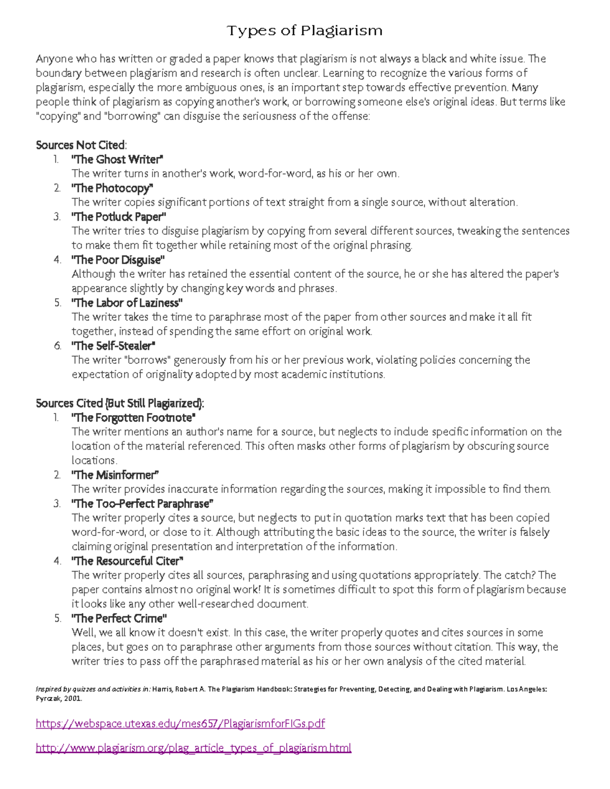 Typesof Plagiarism - Types of Plagiarism Anyone who has written or ...