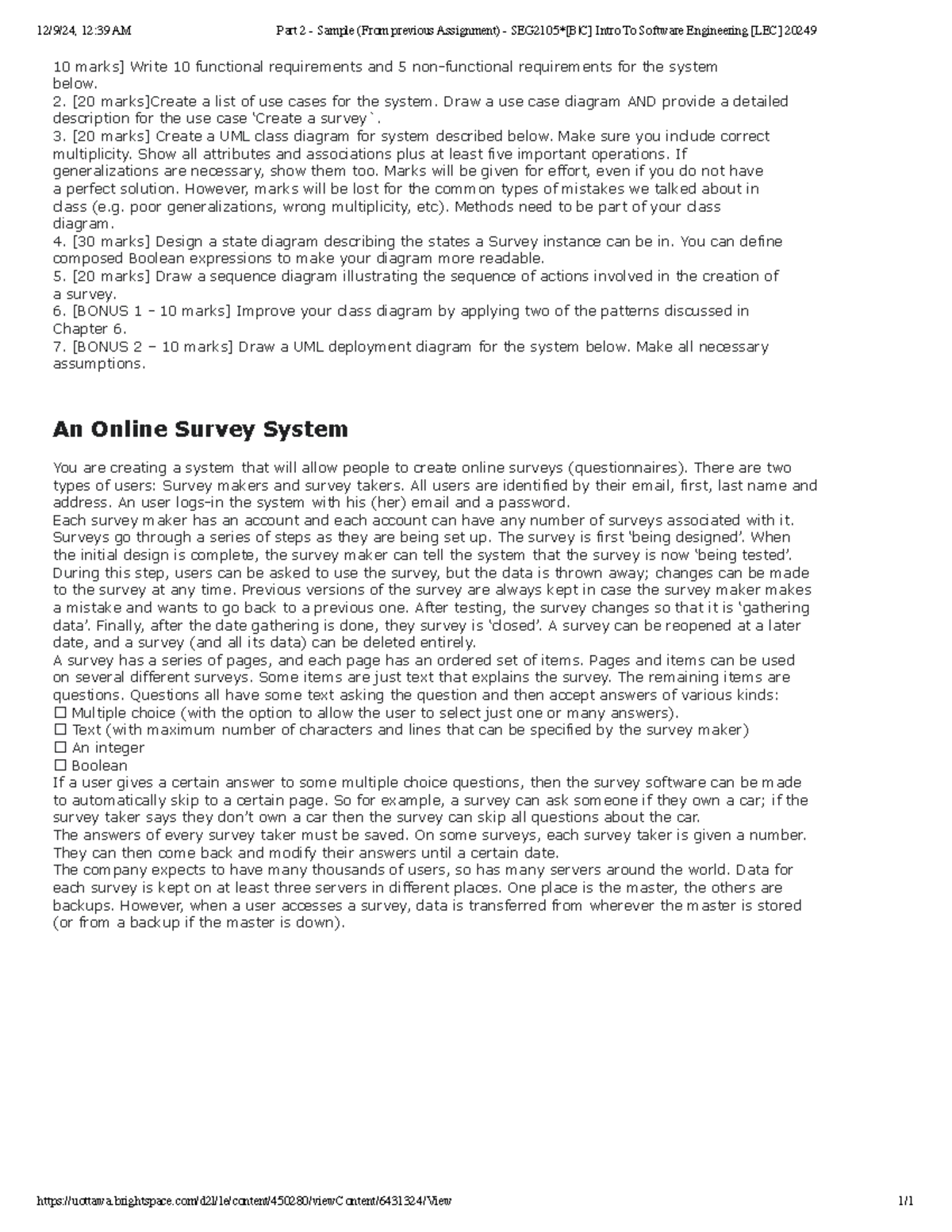 Part 2 - Sample (From previous Assignment) - SEG2105 [B C] Intro To ...