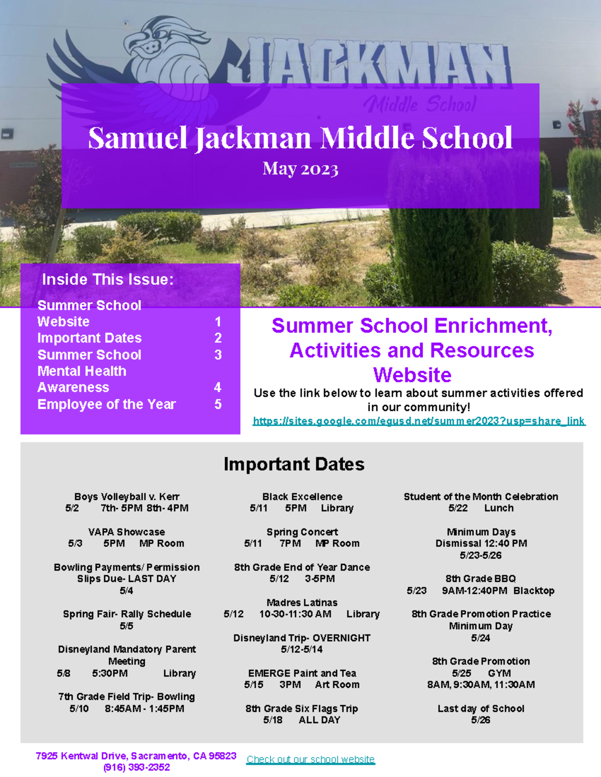 May 2023 SJMS Newsletter - Samuel Jackman Middle School May 2023 Use ...