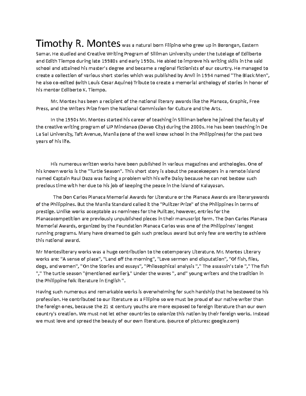 Timothy R. Montes - Timothy R. Montes was a natural born Filipino who ...