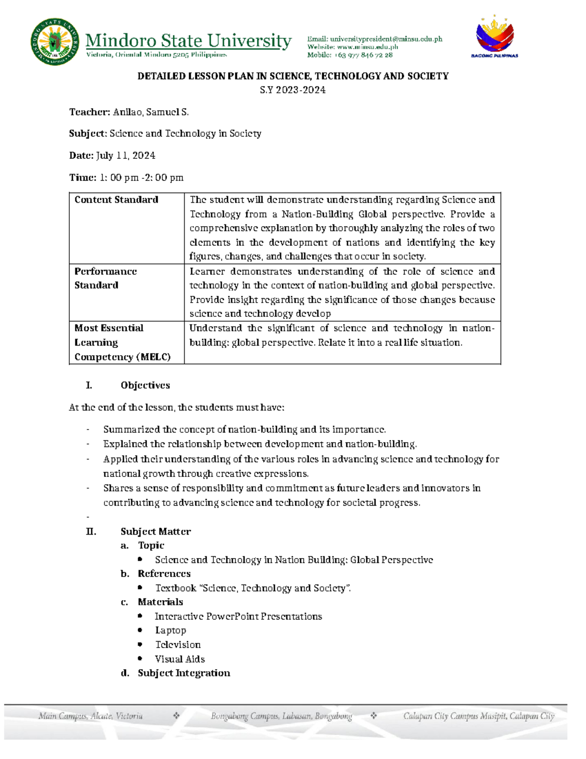 Detailed Lesson PLAN IN Science - DETAILED LESSON PLAN IN SCIENCE ...