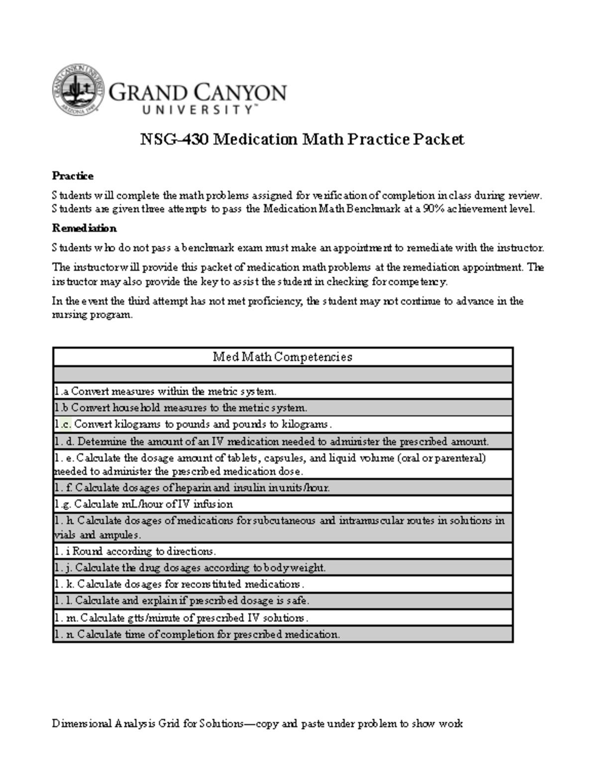 Medication math 430 - NSG-430 Medication Math Practice Packet Practice ...