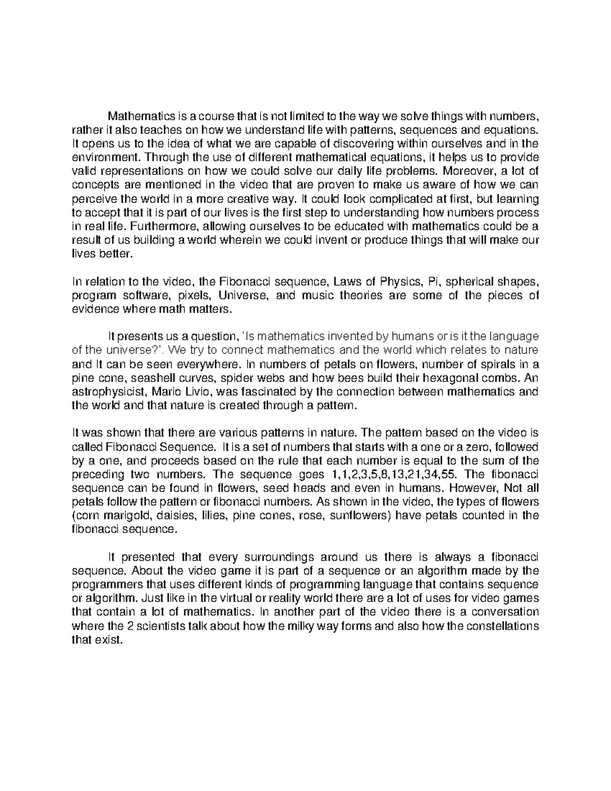 MATH Reflection - Lecture notes 3 - Mathematics is a course that is not ...