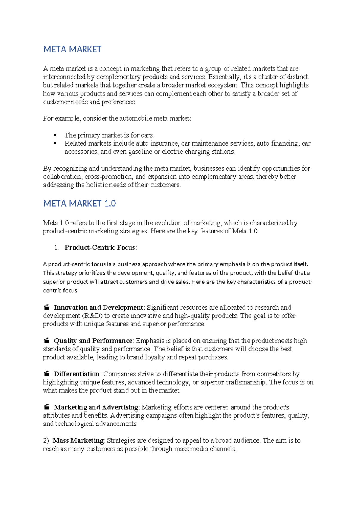 META Market - META MARKET A meta market is a concept in marketing that ...