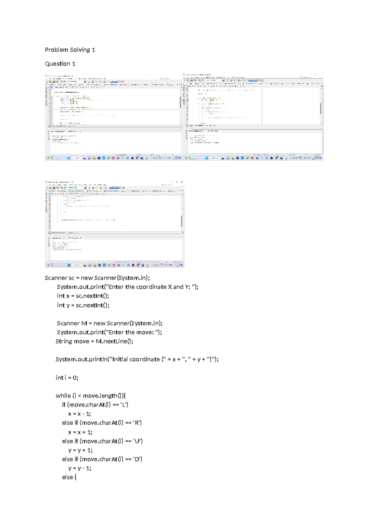 Problem Solving 1 - out("Enter the coordinate X and Y: "); int x = sc(); int y = sc(); - Studocu