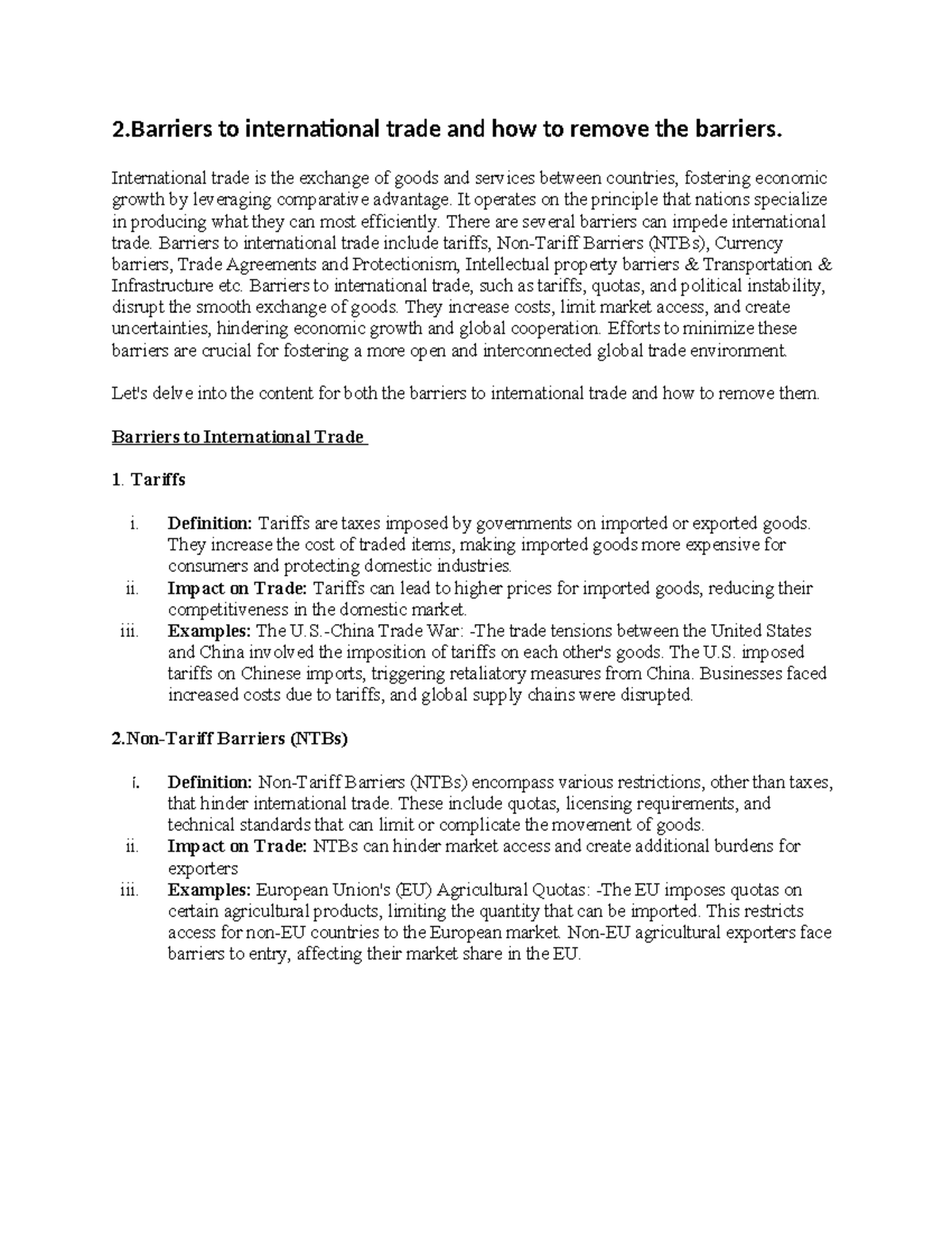 International Trade - 2 to international trade and how to remove the ...