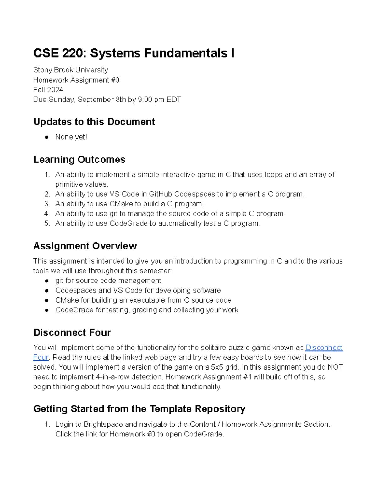 CSE 220 Homework Assignment #0 - CSE 220: Systems Fundamentals I Stony Brook University Homework ...
