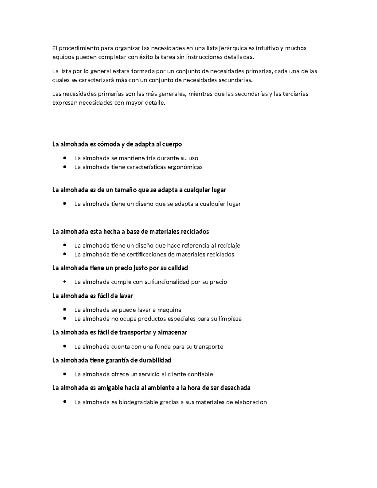 Punto 3 - sss - El procedimiento para organizar las necesidades en una ...