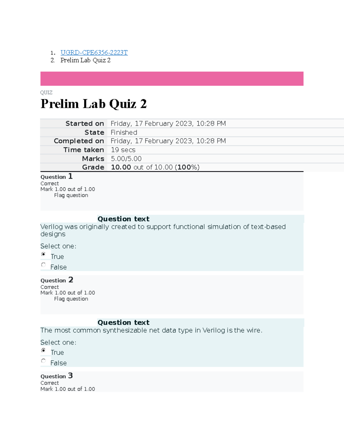 01 hdl lab2 - smaple answers - 1. UGRD-CPE6356-2223T Prelim Lab Quiz 2 ...