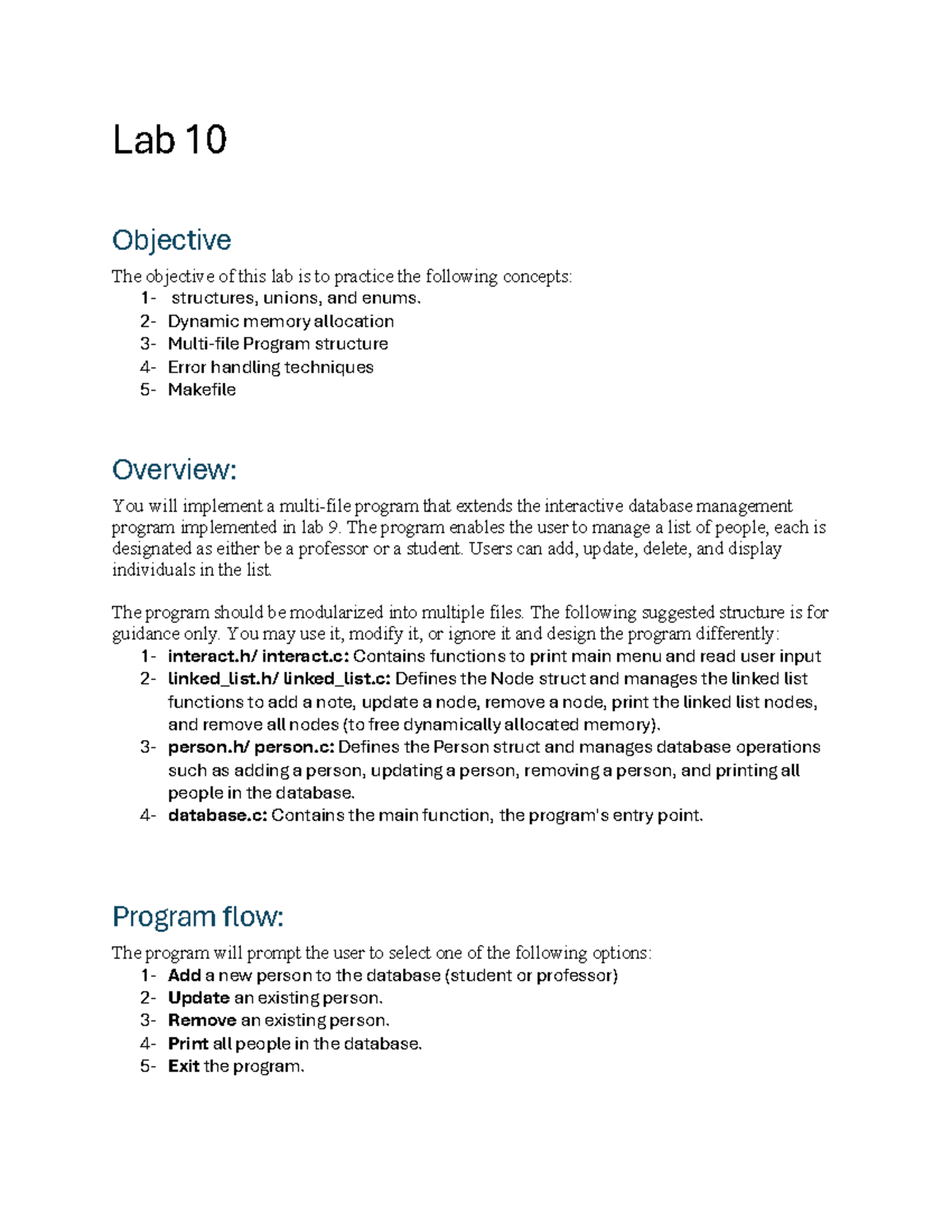 Lab 10 - lab10 - Lab 10 Objective The objective of this lab is to practice the following ...