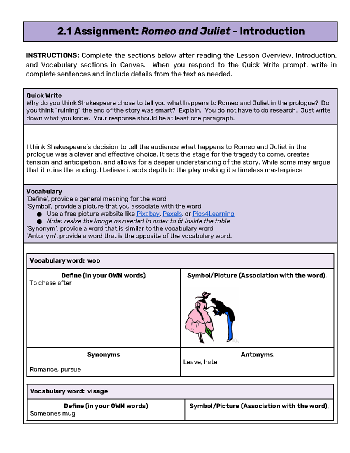 E9 - S2 - Romeo and Juliet - M2 - L2.1 - Assignment Introduction - 2 ...