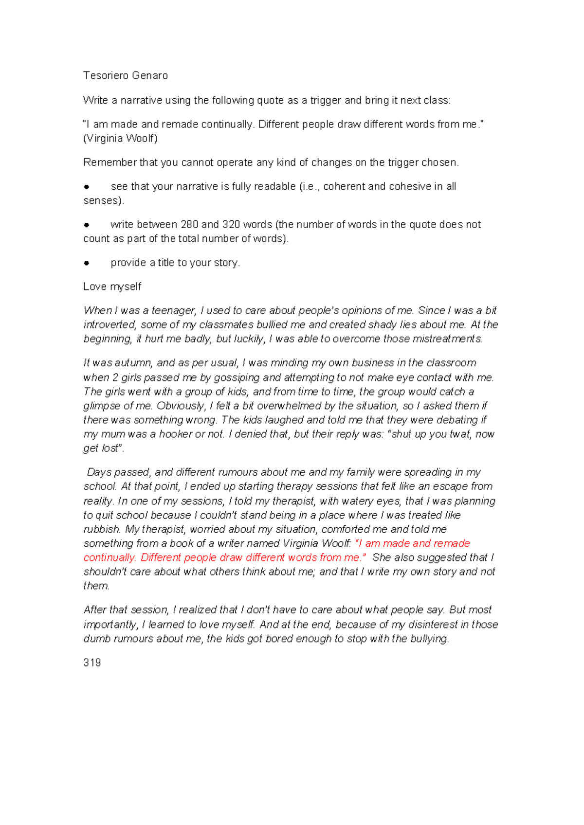 Narrative Tesoriero - Tesoriero Genaro Write a narrative using the ...