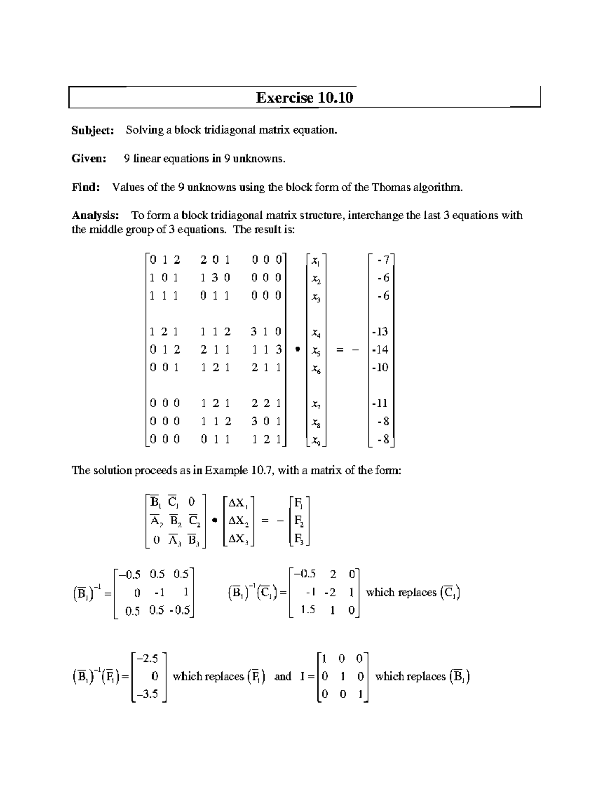 Solutions M7 - Exercise 10. ####### Subject: Solving a block ...