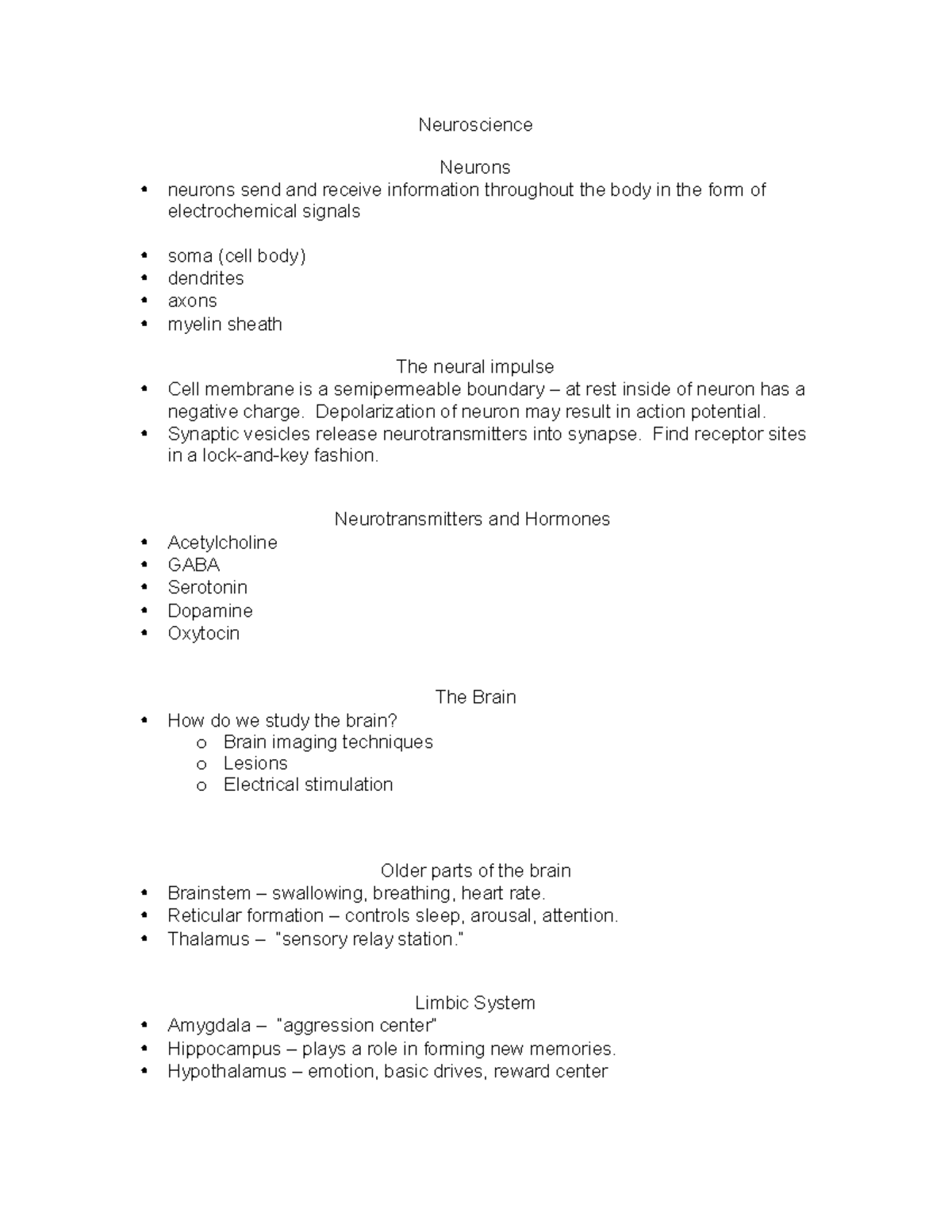 Neuroscience - Course Section Overview - Neuroscience Neurons neurons ...
