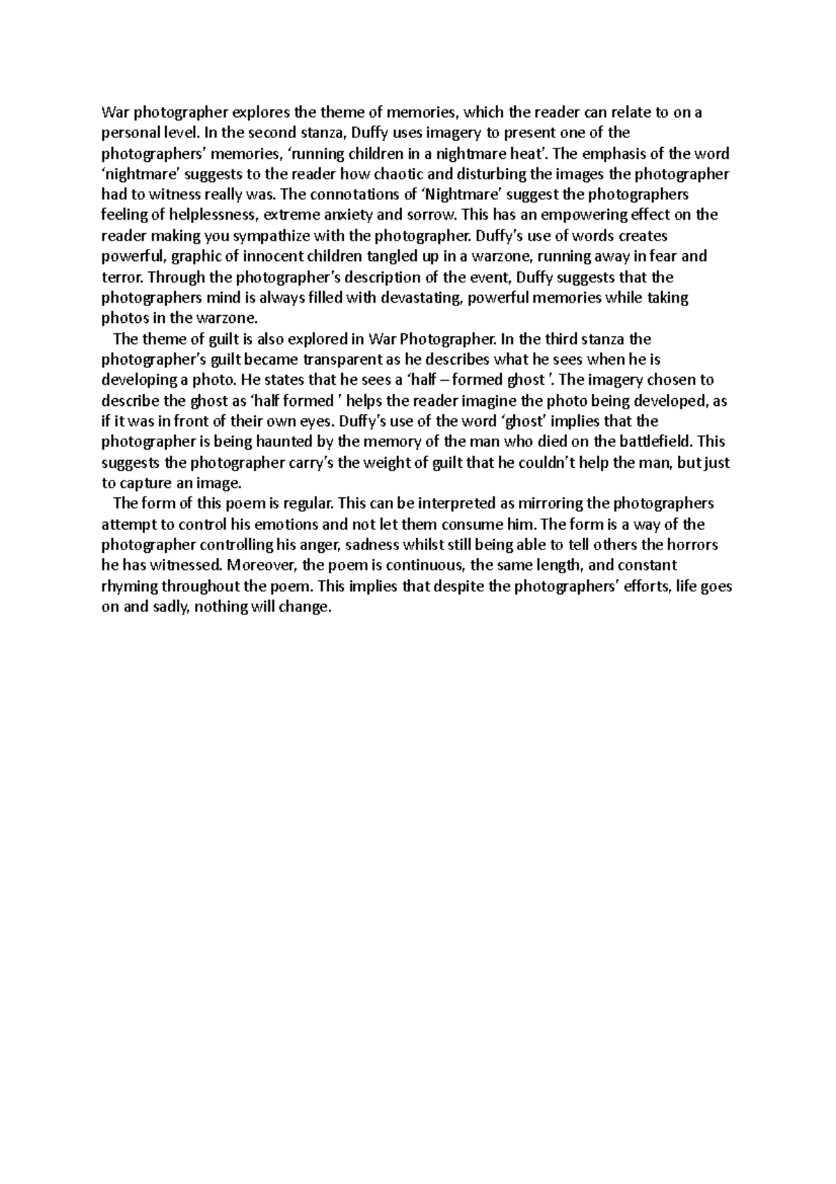 War photographer paragraph - War photographer explores the theme of ...