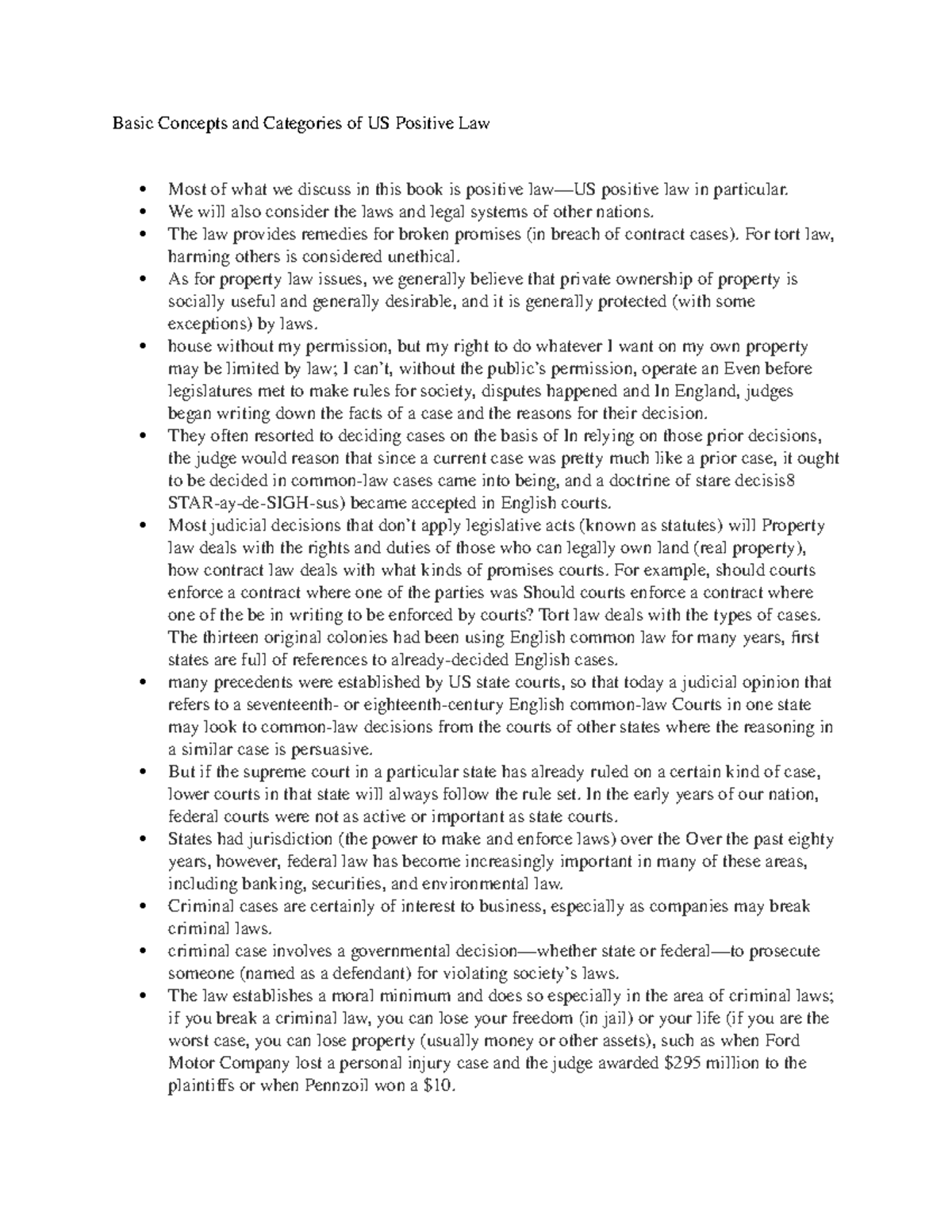 Basic Concepts and Categories of US Positive Law - BUL 2241 - EFSC ...