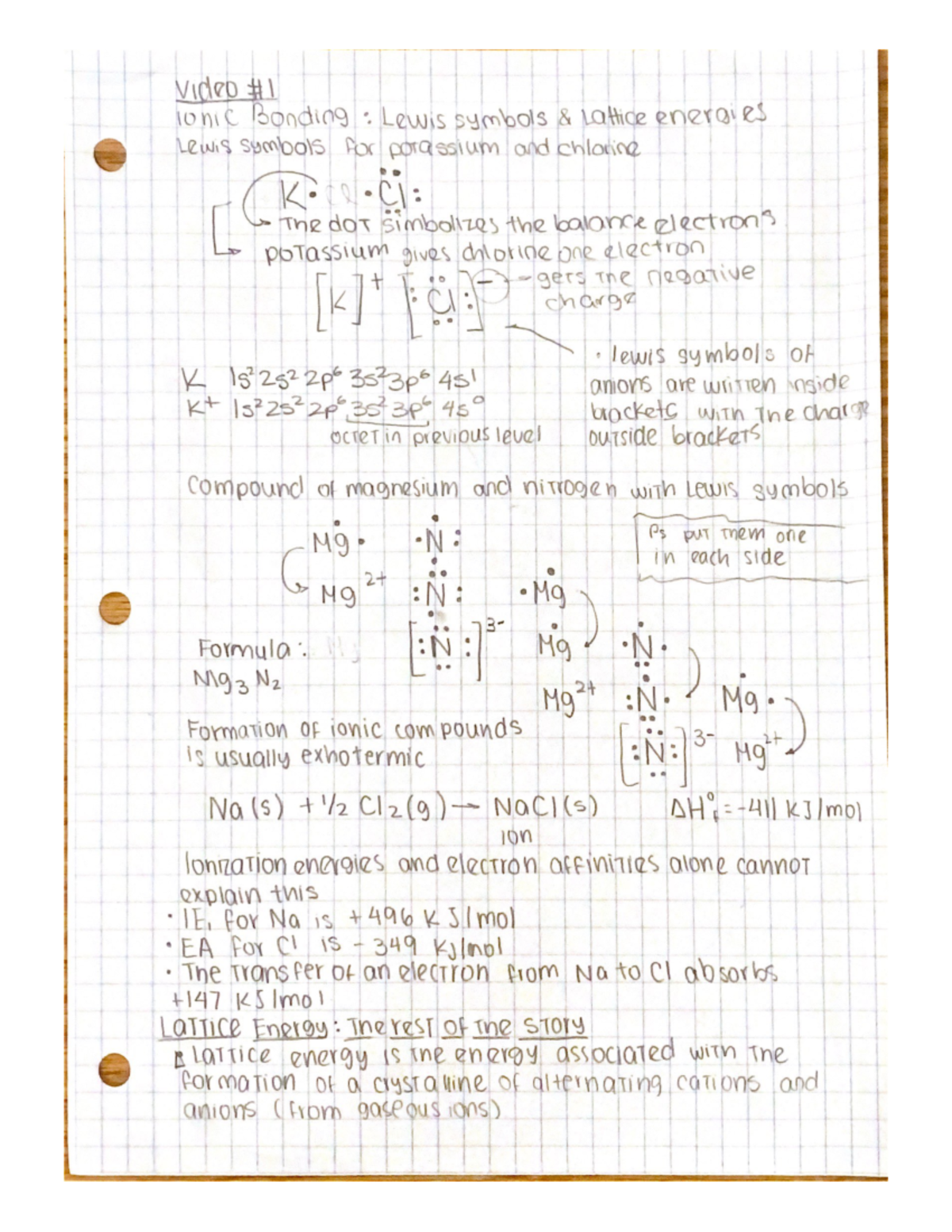 Quiz 6 - Lecture notes for ionic bonding and examples to find the ...