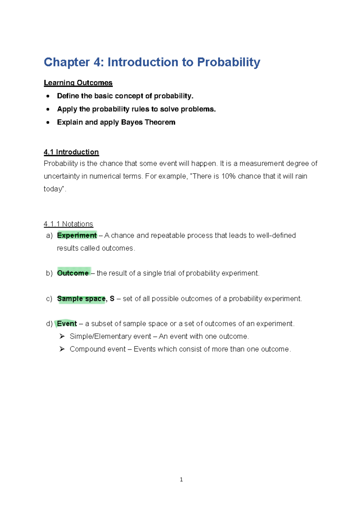 Chapter 4 - Introduction to Probability - Chapter 4: Introduction to Probability Learning ...