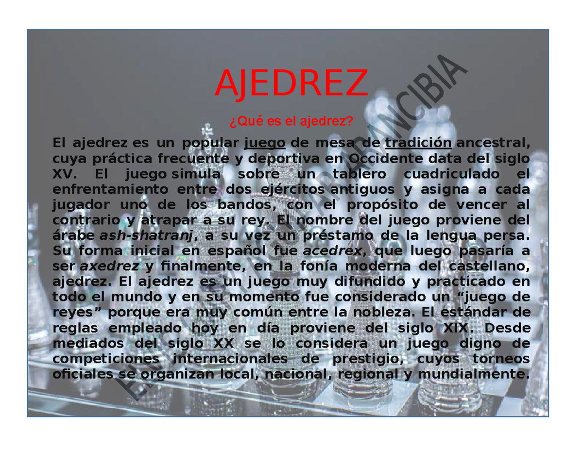 Ajedrez 2 - wwwwwwwwwww - AJEDREZ ¿Qué es el ajedrez? El ajedrez es un ...