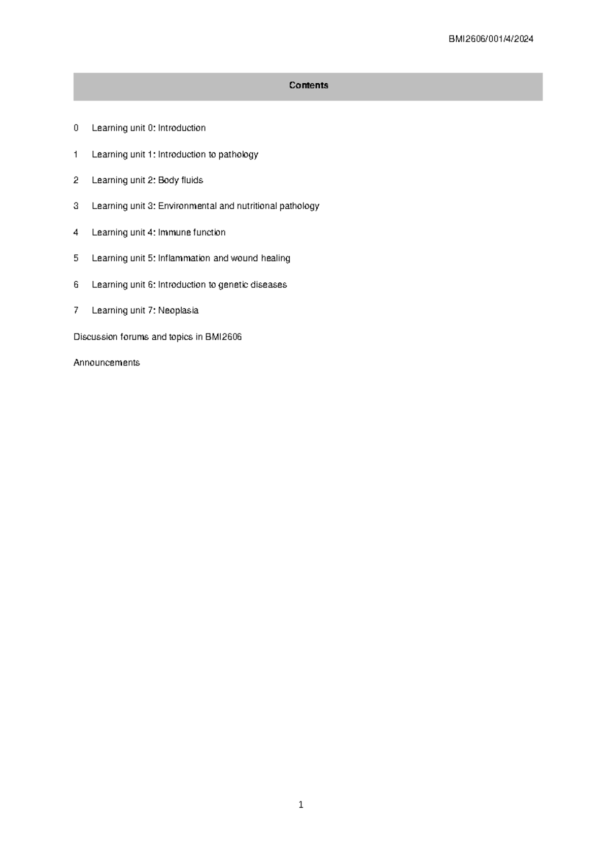 BMI2606 001 3 2024 Study Guide - Contents 0 Learning unit 0: Introduction 1 Learning unit 1 ...