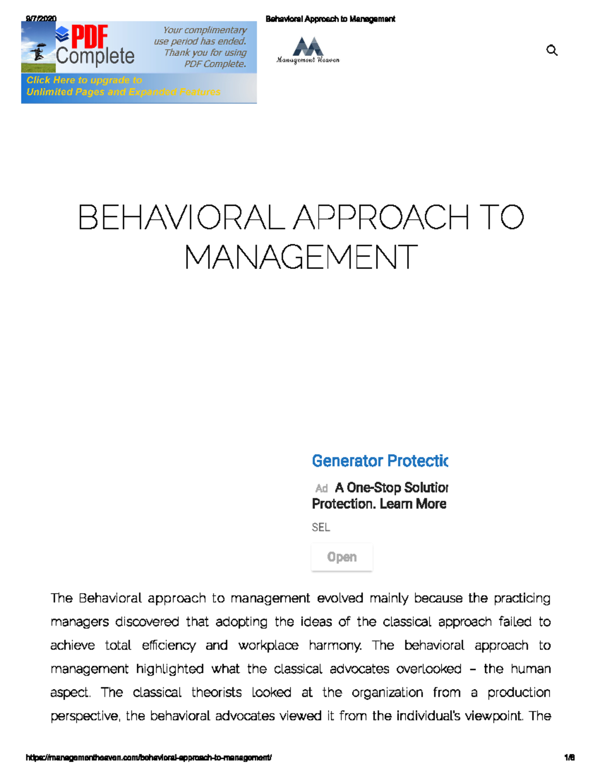 Behavioural approaches to management - Behavioral Approach to ...