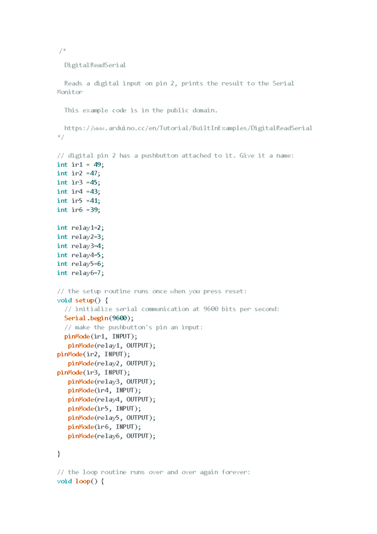 Digital Read Serial - POWER - /* DigitalReadSerial Reads a digital ...