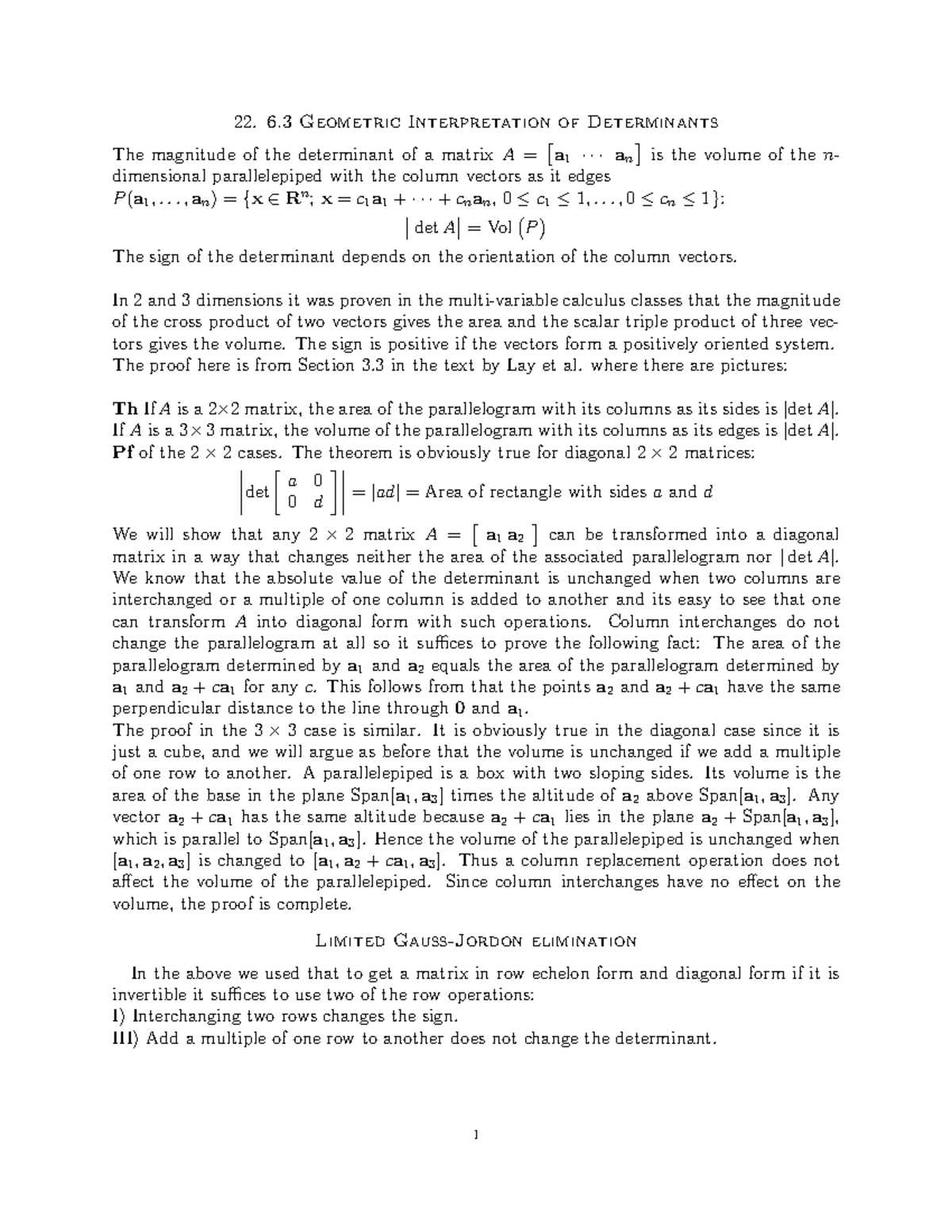 6.3. Determinant-Geometry - 6 Geometric Interpretation of Determinants ...
