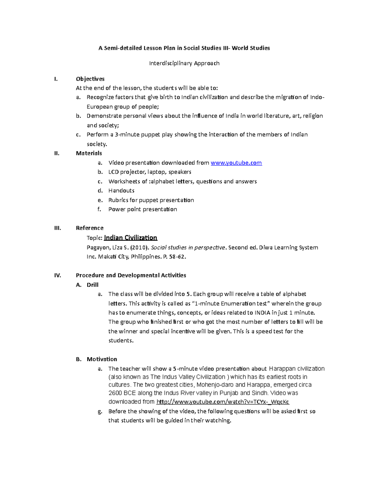A Semi detailed Lesson Plan in Social St - A Semi-detailed Lesson Plan ...