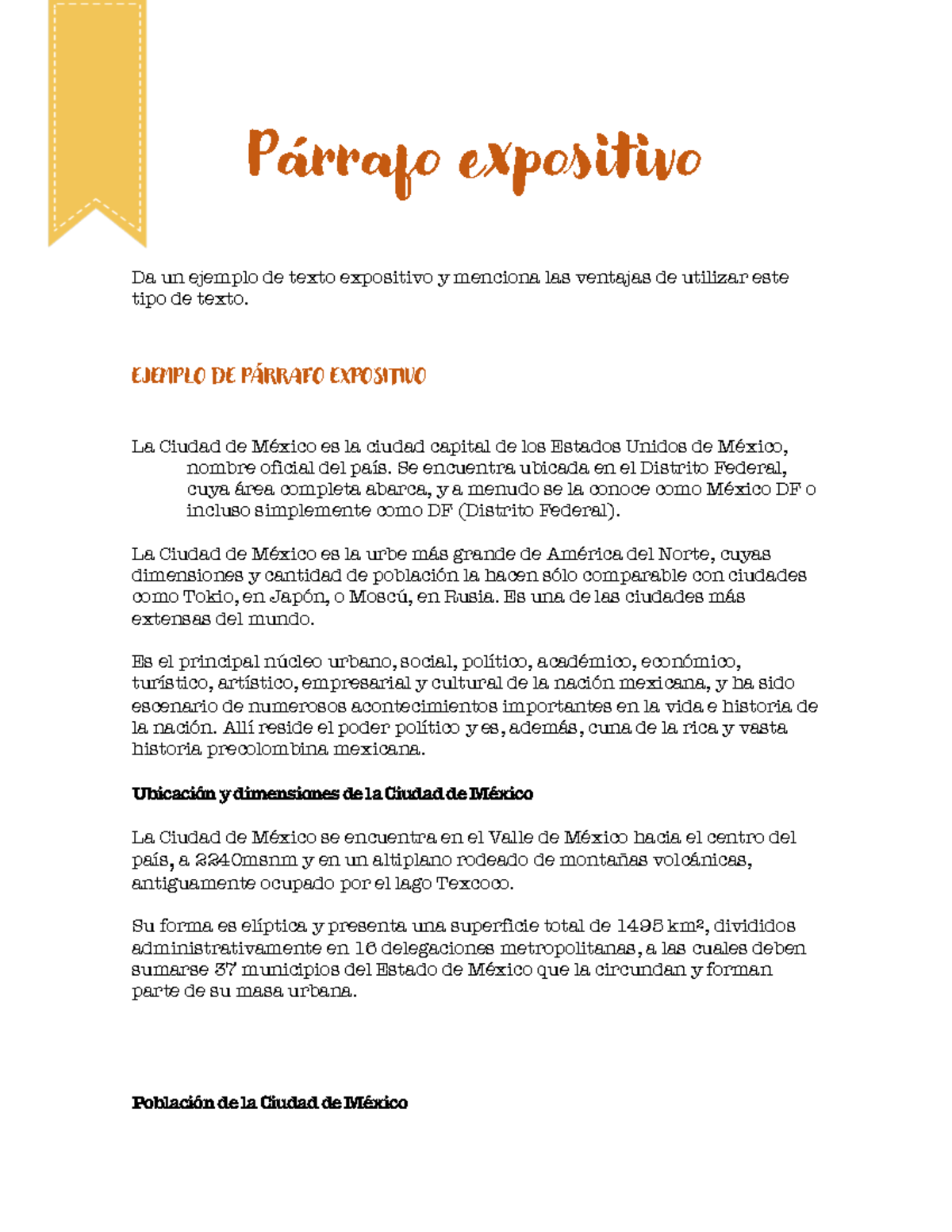 Actividad 11-Párrafo expositivo - Párrafo expositivo Da un ejemplo de ...