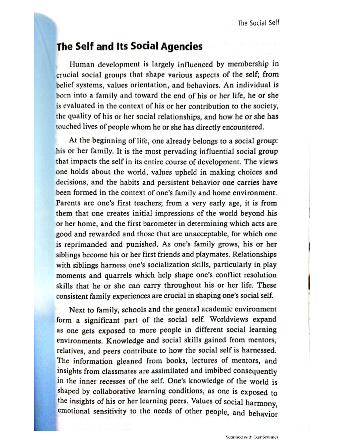 The Social Self - Understanding the Self - AB PSYCHOLOGY - Studocu