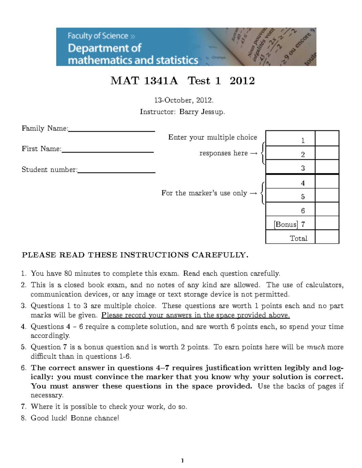 F12t1b - exam - MAT 1341A Test 1 2012 13-October, 2012. Instructor ...