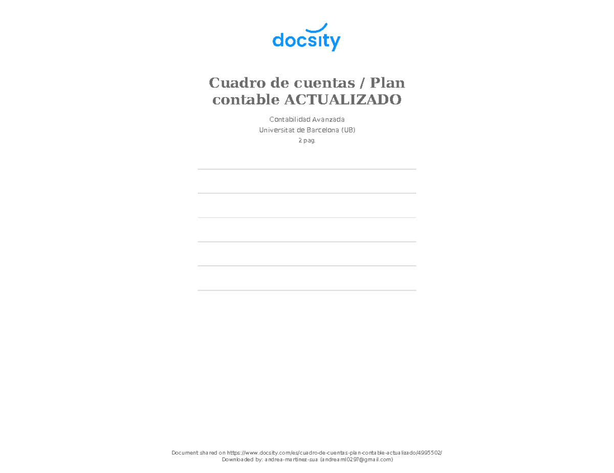 Docsity cuadro de cuentas plan contable actualizado - Cuadro de cuentas ...